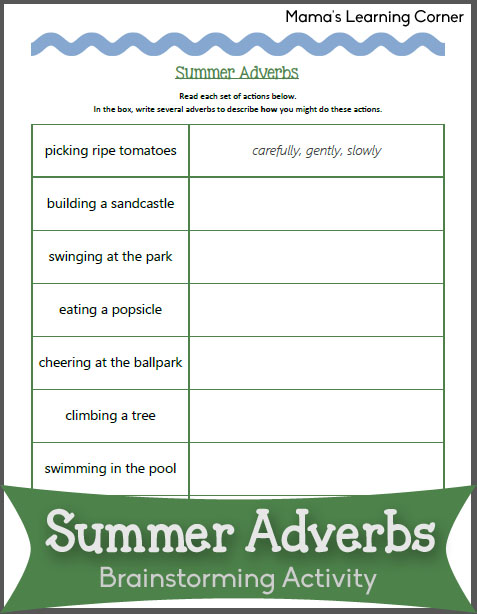 FREE Summer Adverb Worksheet