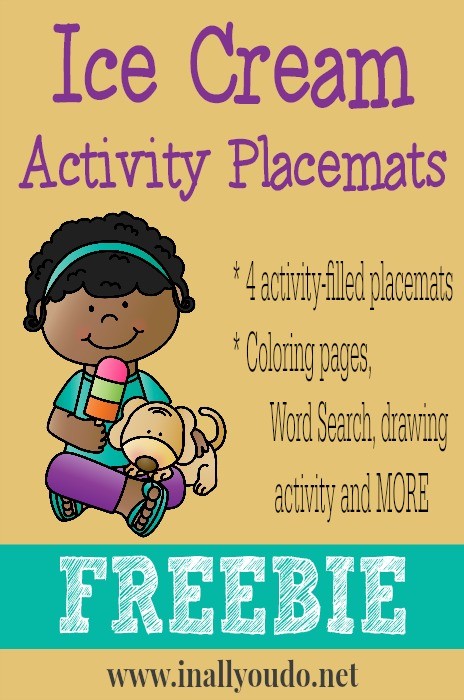 Summer Ice Cream Activity Placemats