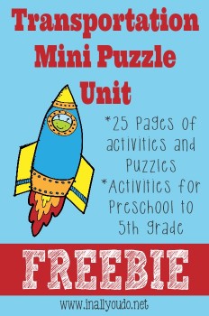 FREE Transportation Mini Puzzles