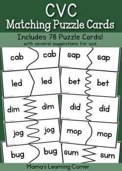 FREE CVC Matching Puzzle Cards