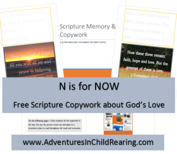 FREE N is for Now Bible Copywork