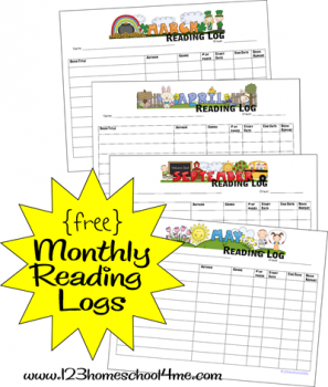 FREE Monthly Reading Logs