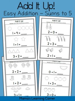 FREE Addition Worksheets Sums to 5