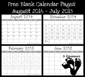 FREE 2014-15 Blank Calendar Pages