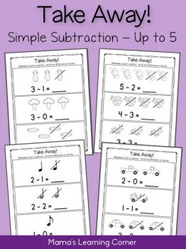 FREE Subtraction up to 5 printable