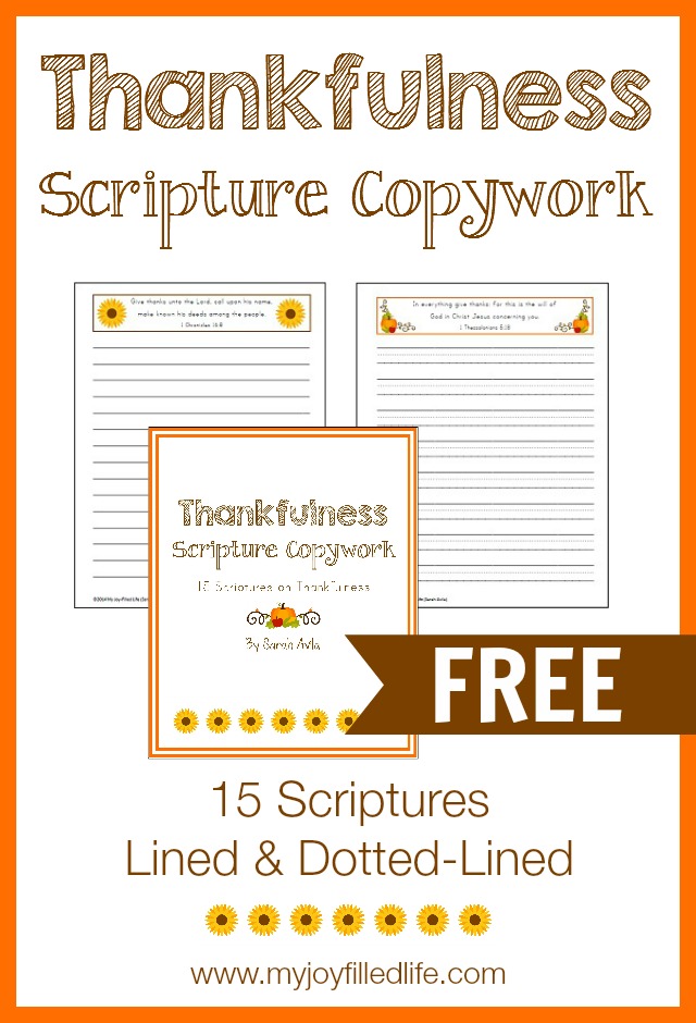 Thankfulness Scripture Copywork {Subscriber Freebie}