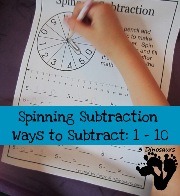 FREE Subtraction Game Printable for Numbers 1-10