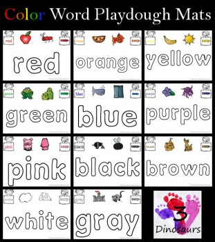 FREE Color Word Play Dough Mats