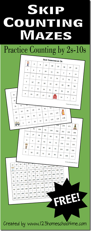 FREE Set of Skip Counting Mazes 2-10