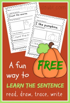 FREE Fall Themed Learn the Sentence Printables