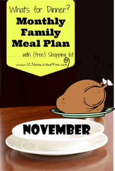 FREE November Meal Plan with Printable List