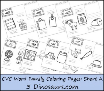 FREE CVC Coloring Pages: Short Vowel A