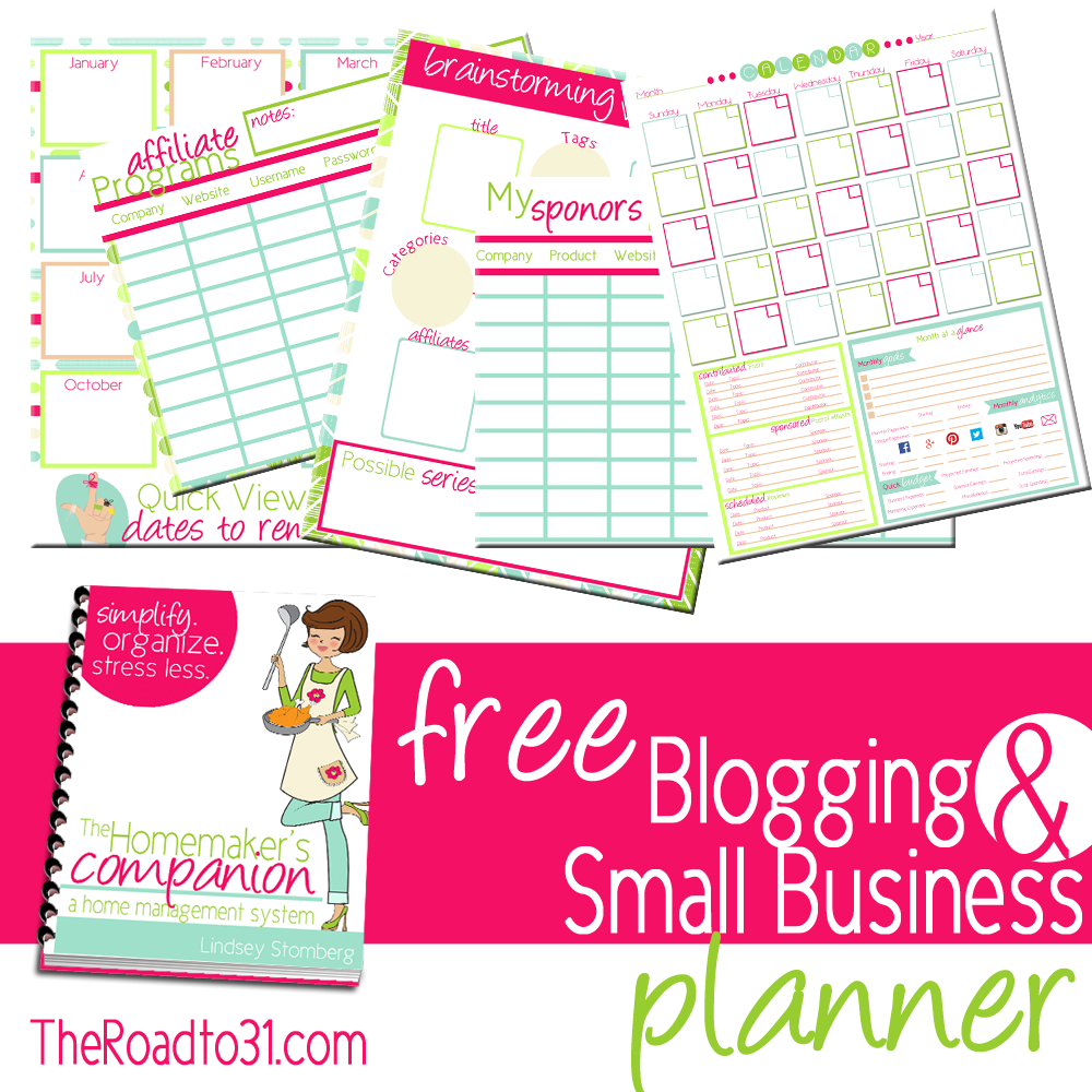 FREE Blogging And Small Business Planner subscriber Freebie 