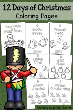 FREE 12 Days of Christmas Coloring Pages