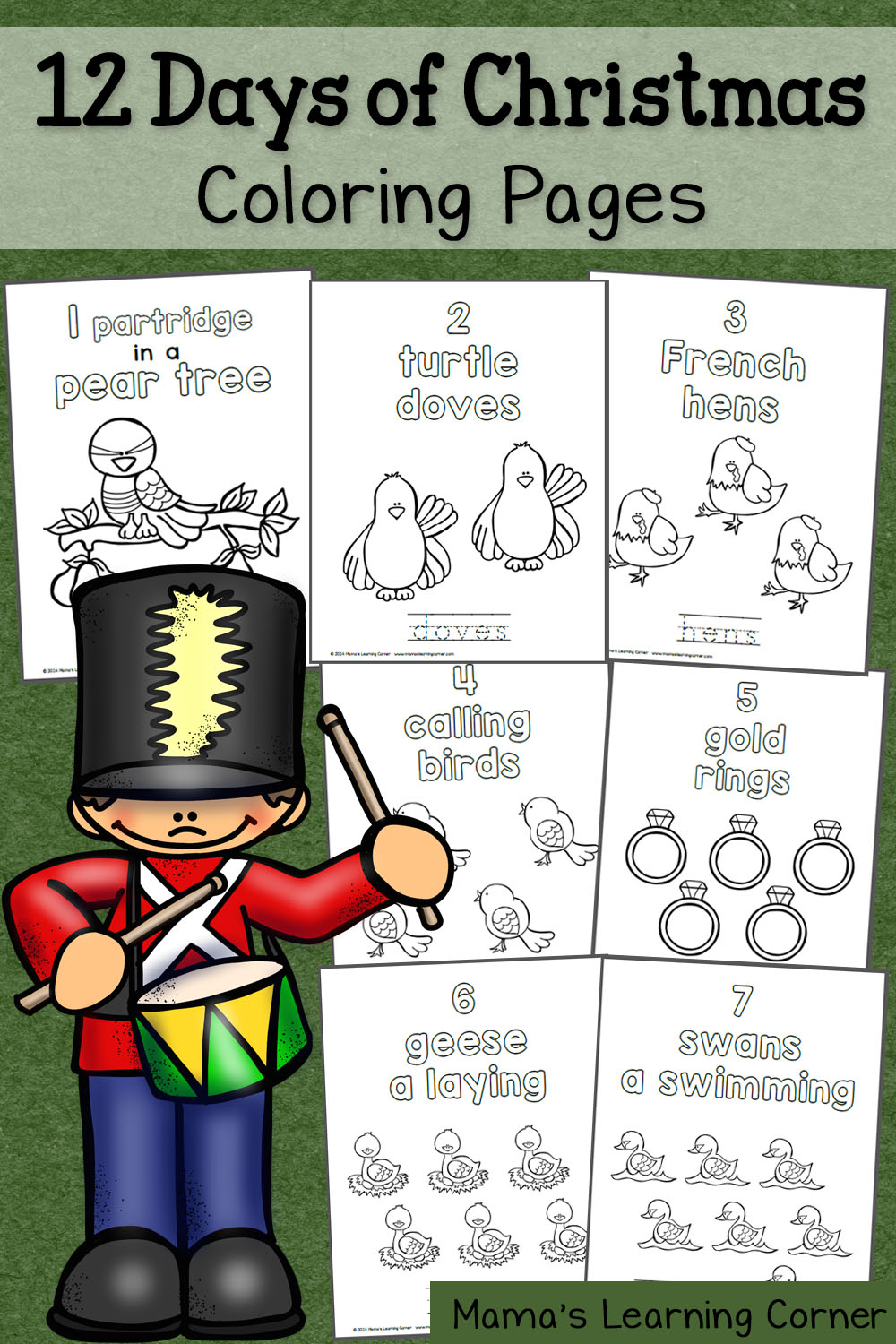 FREE 12 Days of Christmas Coloring Pages