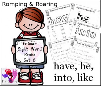 FREE Romping and Roaring Primer Sight Words (set 5)