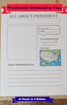 FREE Presidential Notebooking Page