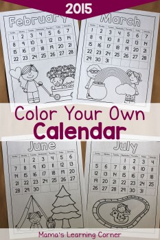 FREE Color Your Own Calendar Printables