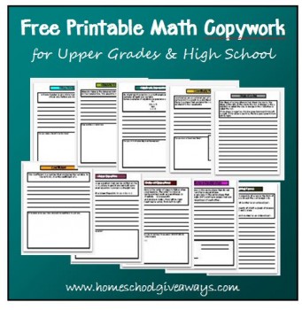 FREE Printable Math Copywork for High School