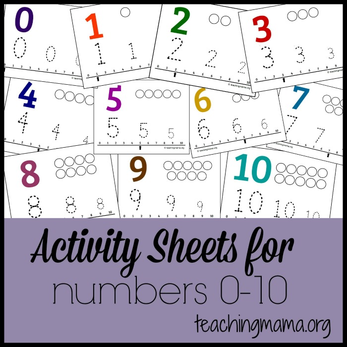 FREE Activity Sheets for Numbers 0-10