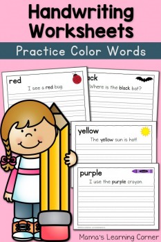 FREE Color Word Writing Practice Printables