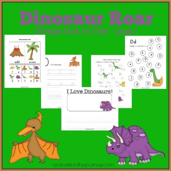 FREE Dinosaur Printable PreK- 1st Grade Pack