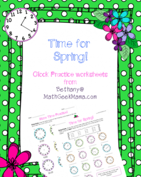 FREE Spring Themed Telling Time Practice Printables