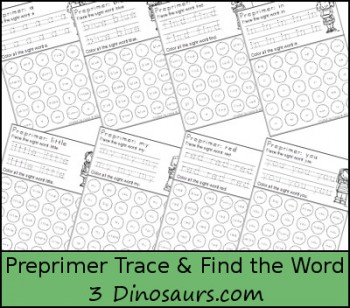FREE Preprimer Sight Words Trace and Find pack