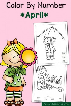 FREE April Color by Number Worksheets