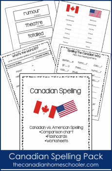 FREE Canadian Spelling Words Pack