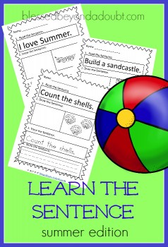 FREE Summer Themed Learn the Sentence Printables