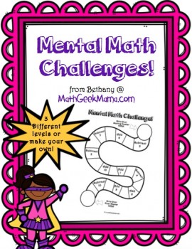 FREE Mental Math Challenges (3 Different Levels)