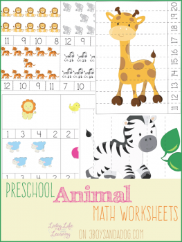 FREE PreK Animal Themed Math Worksheets