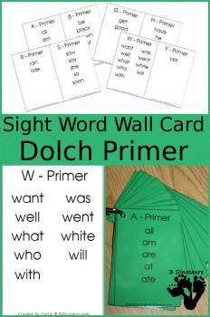 FREE Dolch Sight Word Wall Cards