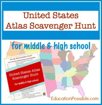FREE United States Atlas Scavenger Hunt