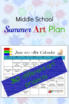 FREE Middle School Summer Art Plan Calendar