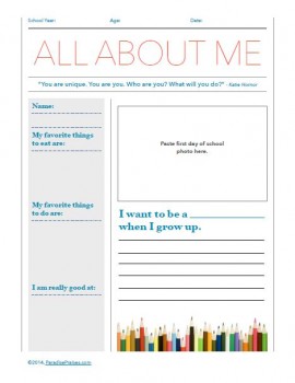FREE All About Me Printable