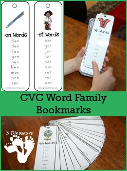 FREE Word Family Bookmarks