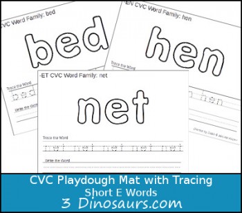 FREE CVC Play Dough Mats with Tracing Pages