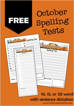 FREE October Spelling Tests
