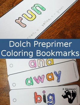 FREE Dolch Preprimer Coloring Bookmarks and 2 Day Sale