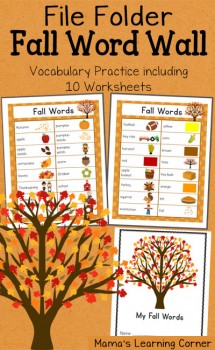 FREE Fall Word Wall packet