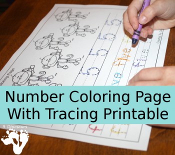 FREE Number Trace and Color Printables