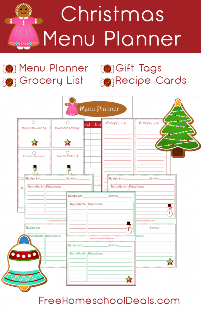 Free Christmas Themed Menu Planner Printables Set Free Christmas Themed Menu Planner Printables Set
