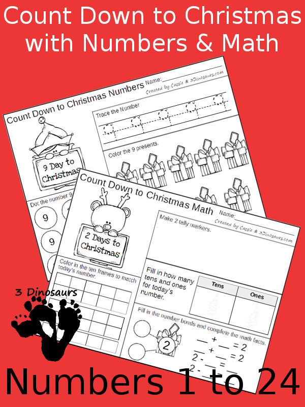 FREE Count Down To Christmas Math Pages FREE Count Down To Christmas Math Pages