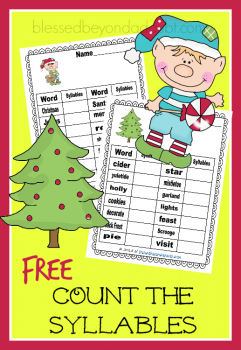 FREE Christmas Count the Syllables Pages