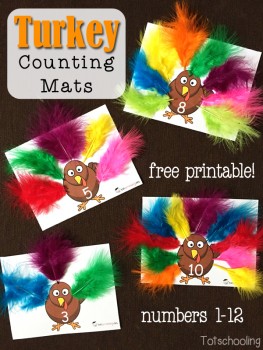 FREE Turkey Feathers Counting Cards