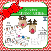 Free Reindeer Themed Shape Puzzles