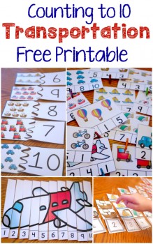 FREE Counting to 10 Transportation Printables