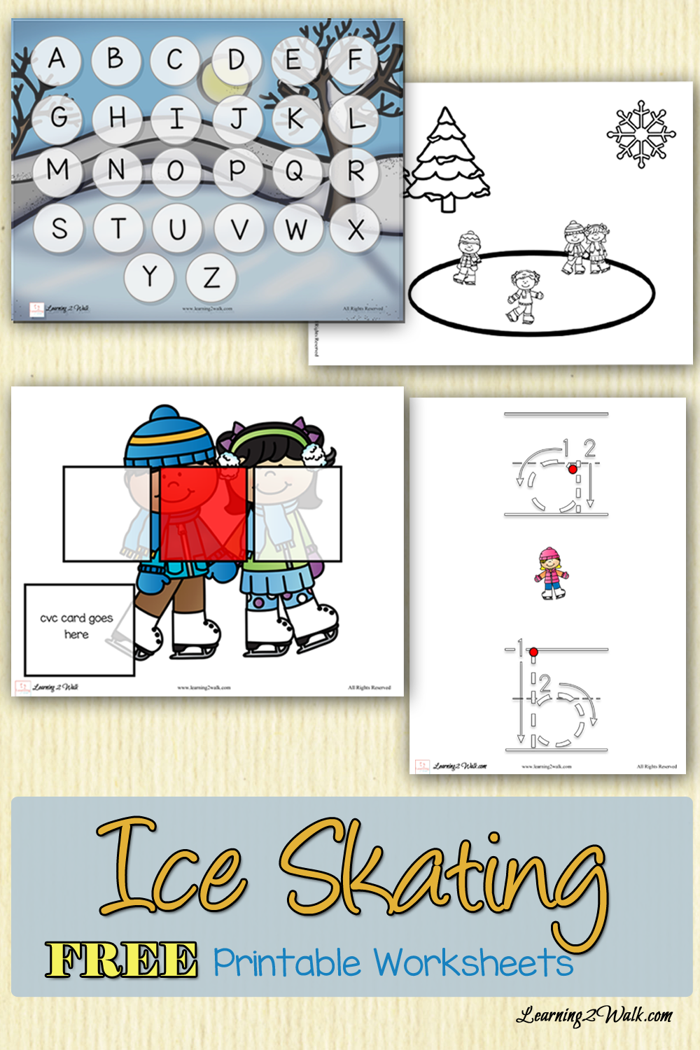 FREE Ice Skating Letters and Sounds Printables